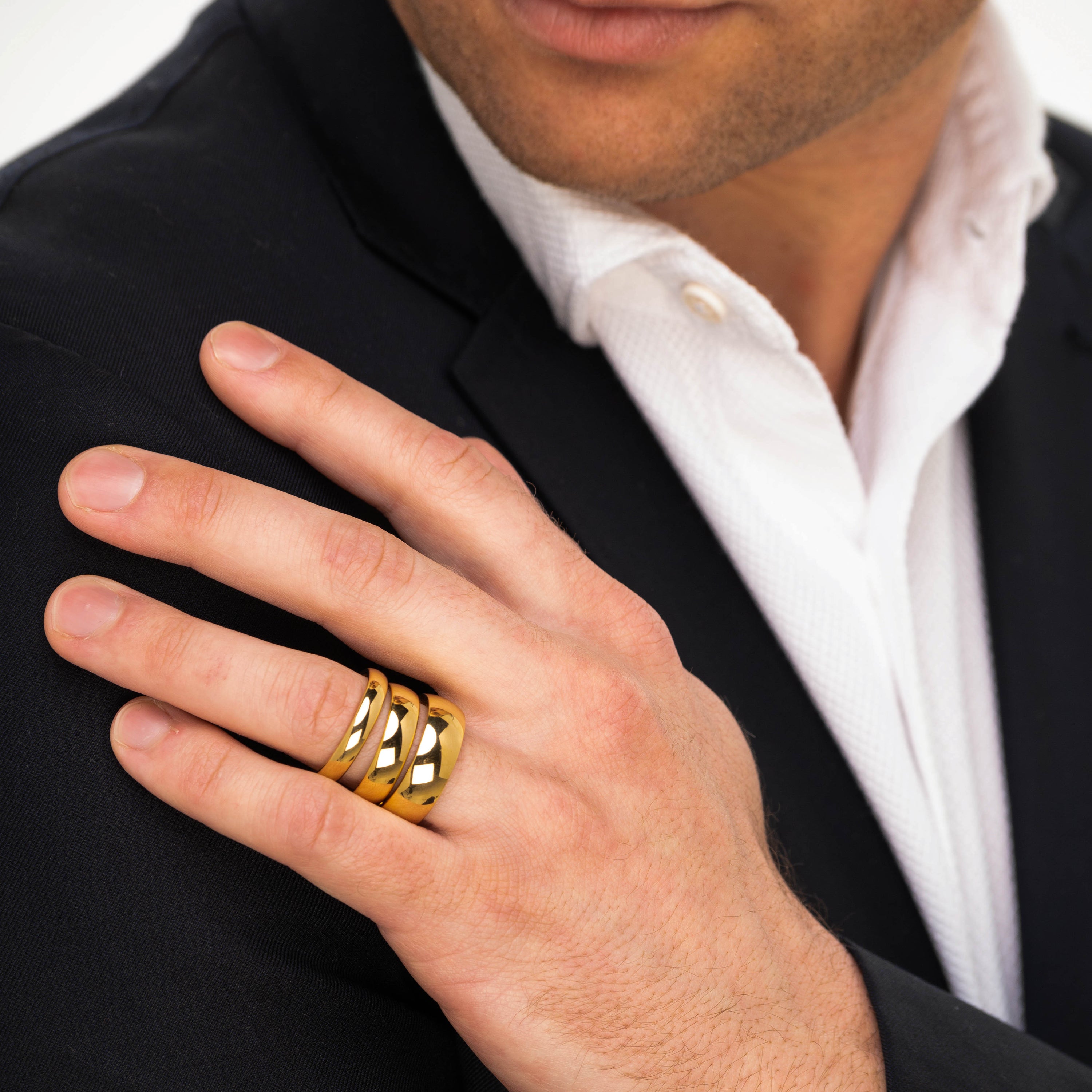 The Bond - Gold 4mm Tungsten Gloss Finish Curved Ring