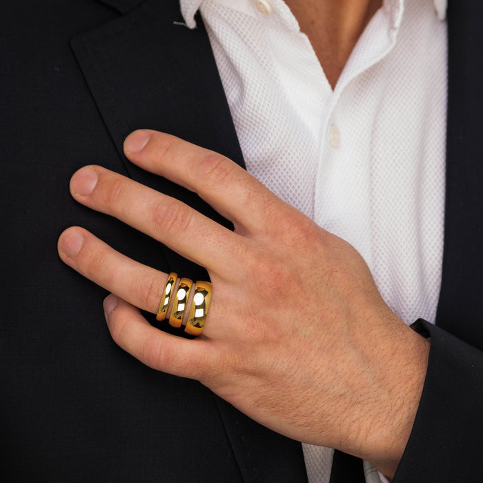 The Bond - Gold 4mm Tungsten Gloss Finish Curved Ring